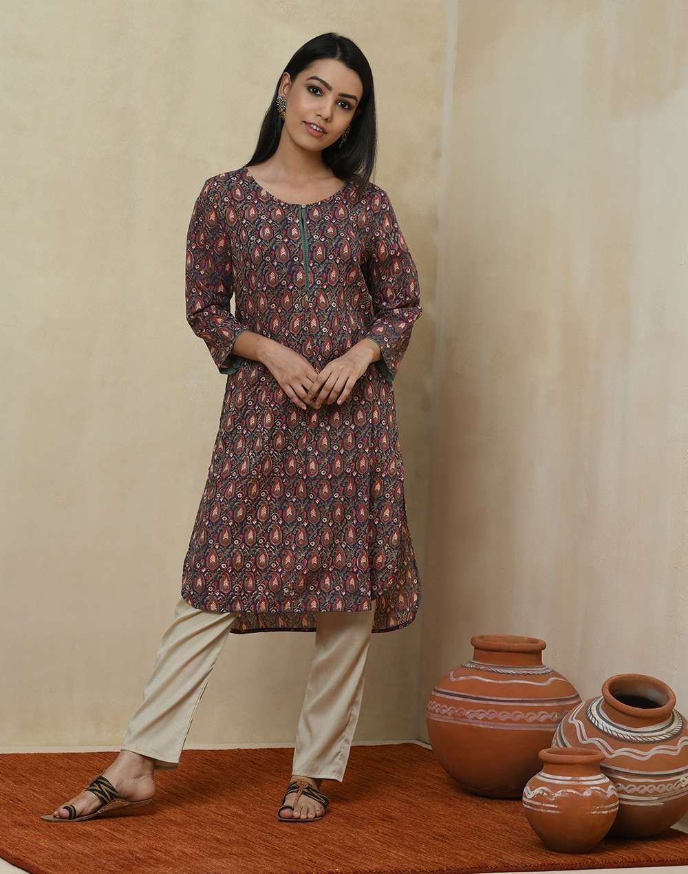 Cotton Embroidered Knee Length Kurta cotton-embroidered-knee-length-kurta