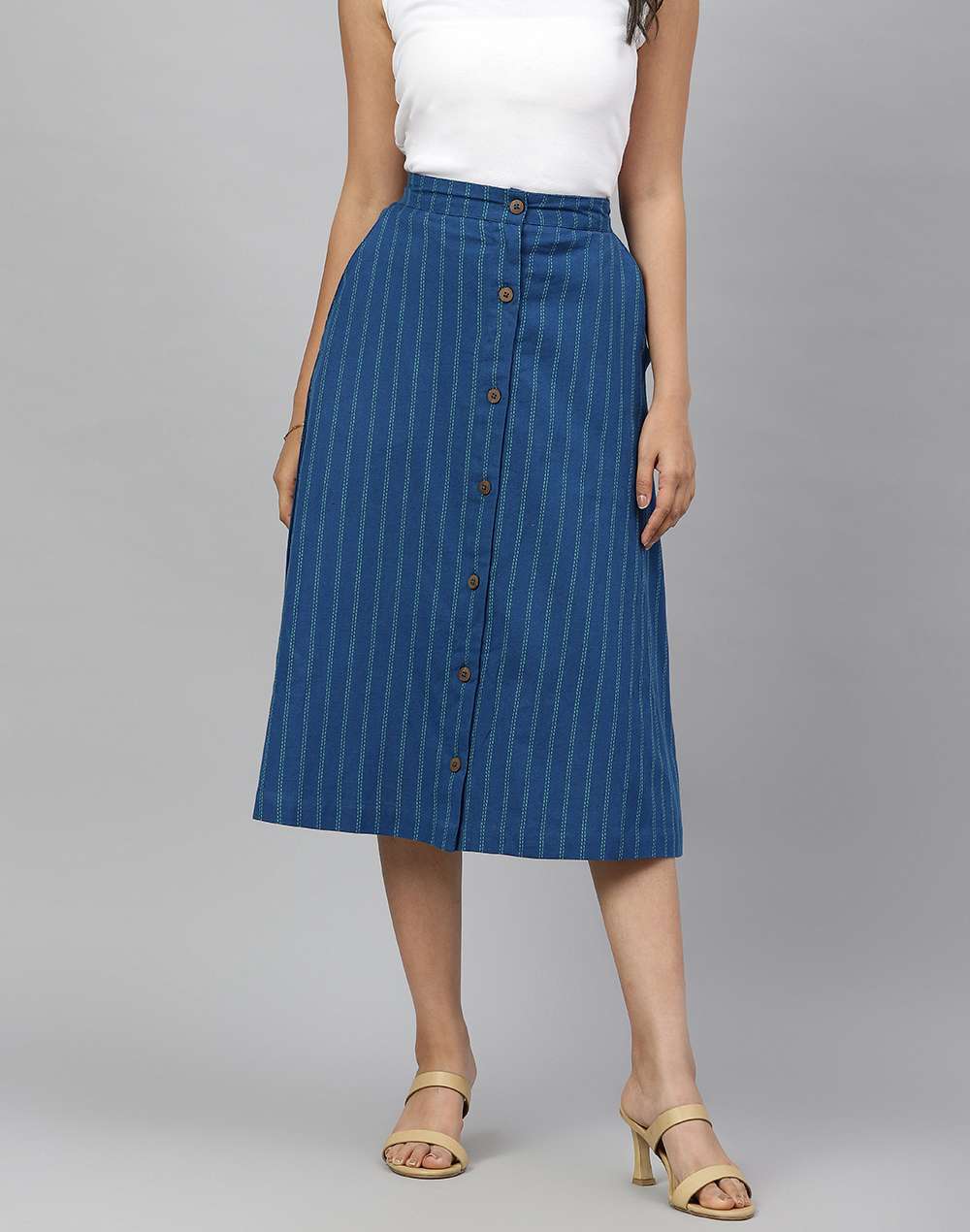 Buy FabNu Blue Cotton Linen Knee Length Skirt Midi for Women Online at ... Buy FabNu Blue Cotton Linen Knee Length Skirt Midi for Women Online at ...