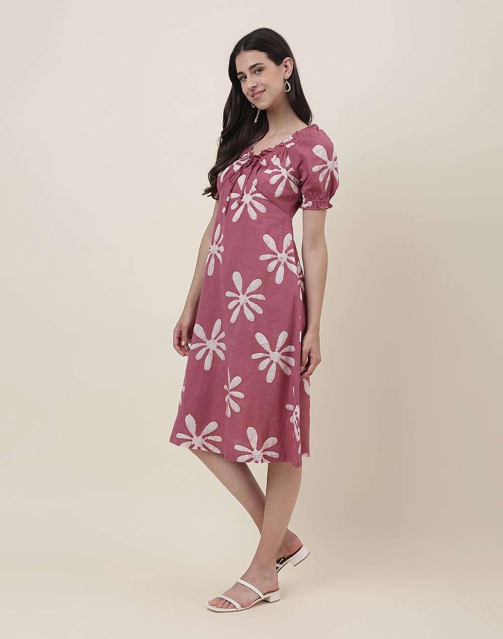 Buy FabNu Pink Cotton Linen Printed Midi Dress for Women Online at ... Buy FabNu Pink Cotton Linen Printed Midi Dress for Women Online at ...