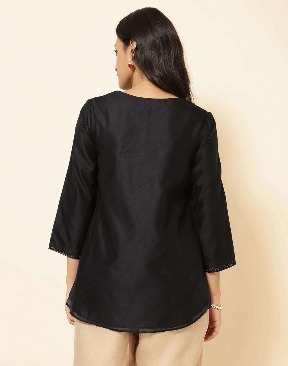 Buy Black Cotton Silk Embroidered Tunic for Women Online at Fabindia ... Buy Black Cotton Silk Embroidered Tunic for Women Online at Fabindia ...